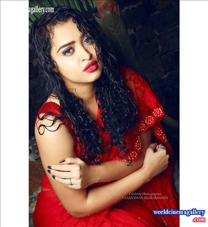 Apsara Rani Hot Red Saree Stills